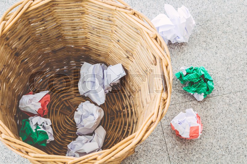 Crumpled paper in the trash can,recycle | Stock image | Colourbox