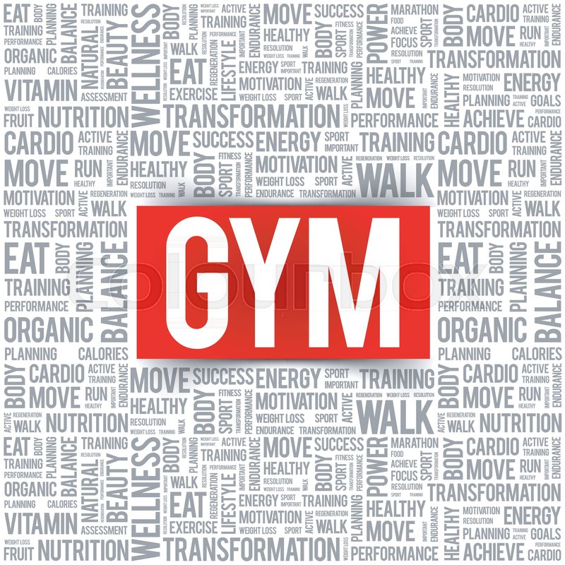 GYM word cloud collage background, ... | Stock vector | Colourbox