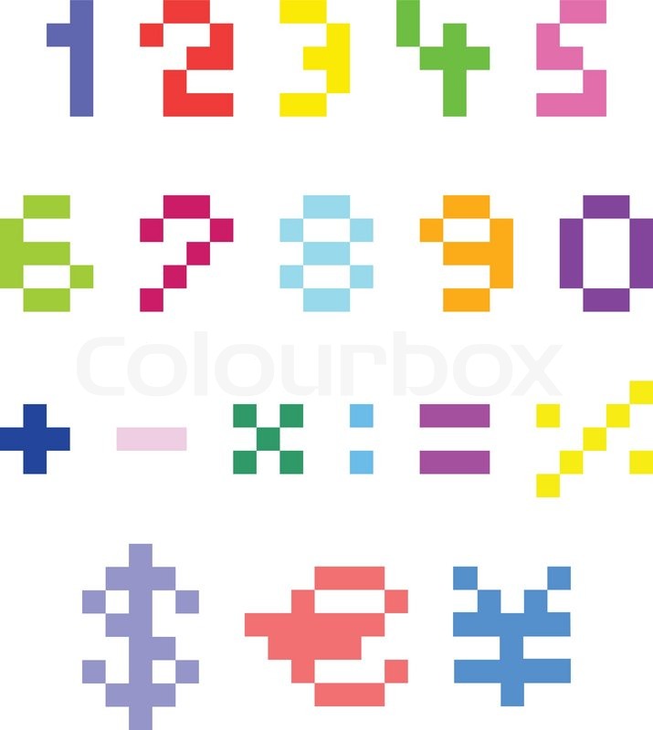 Pixel numbers | Stock vector | Colourbox