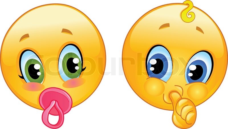 Adorable baby emoticons | Stock vector | Colourbox