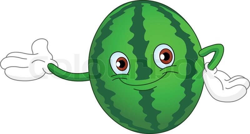 Cartoon vandmelon præsenterer sig med ... | Stock vektor | Colourbox