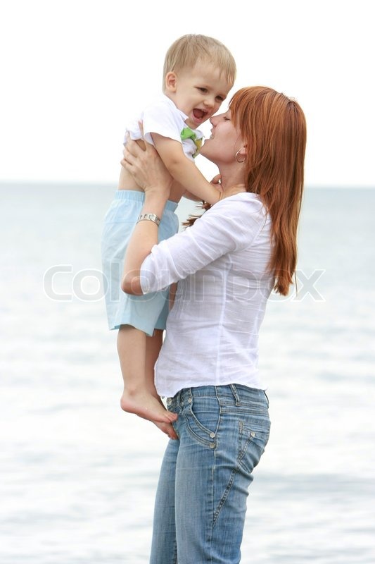 Mother And Son On Natural Background Stock Image Colourbox