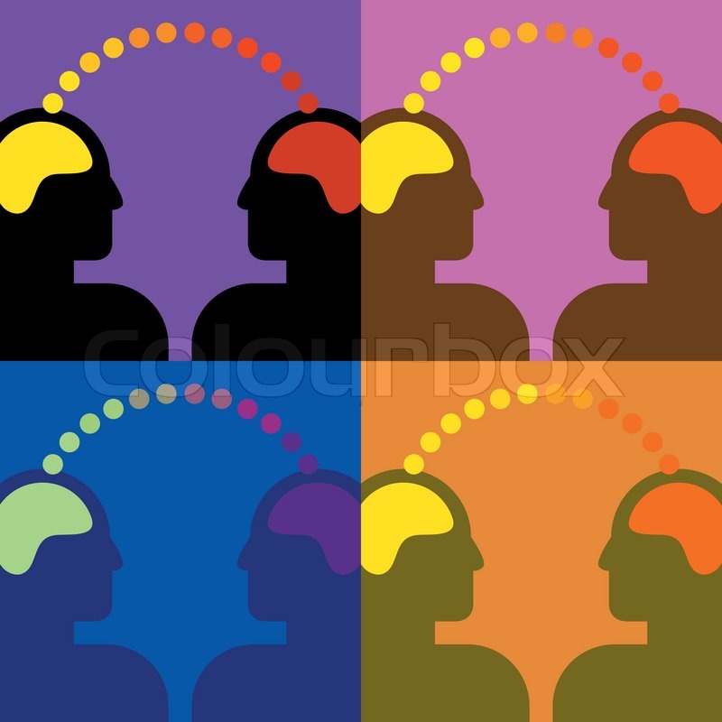 Illustration of two human heads with ... | Stock vector | Colourbox
