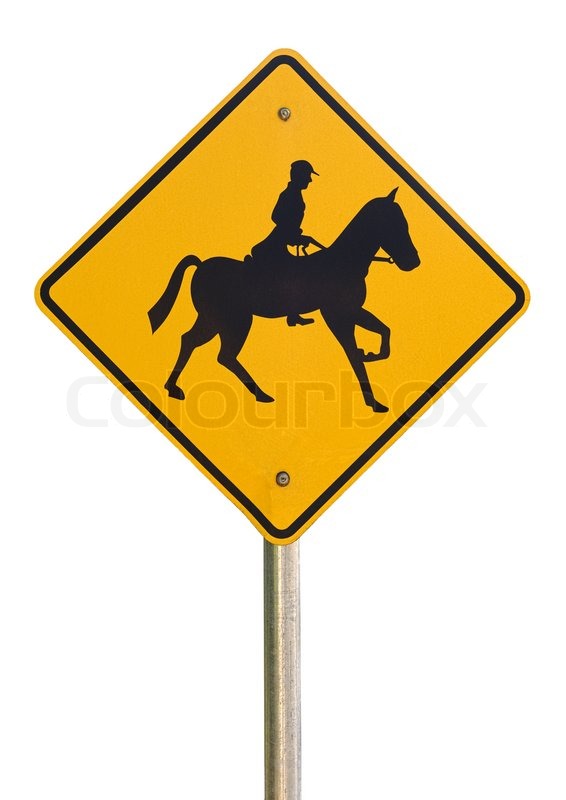 Horse rider warning traffic sign ... | Stock image | Colourbox