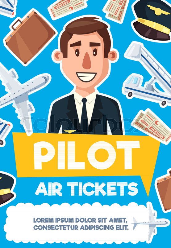 Pilot profession poster of aviation ... | Stock vector | Colourbox