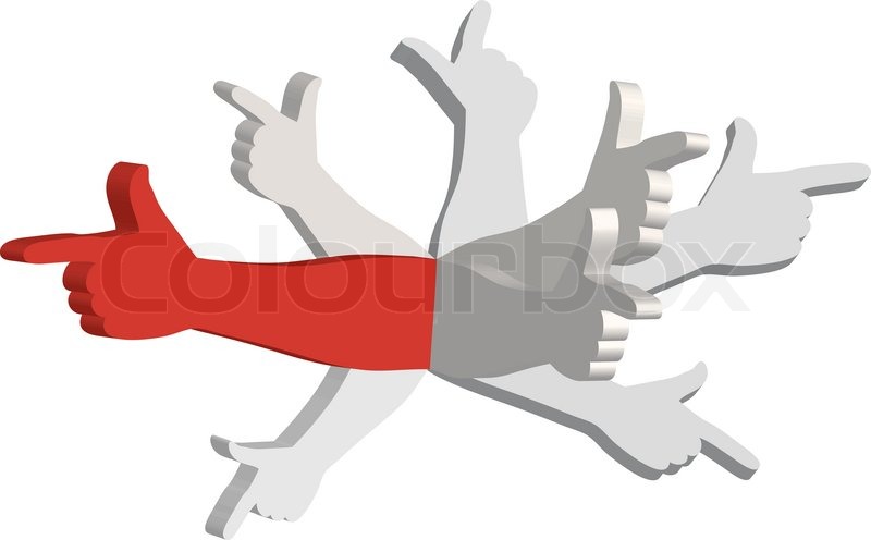 Hands pointing in different directions | Stock vector | Colourbox