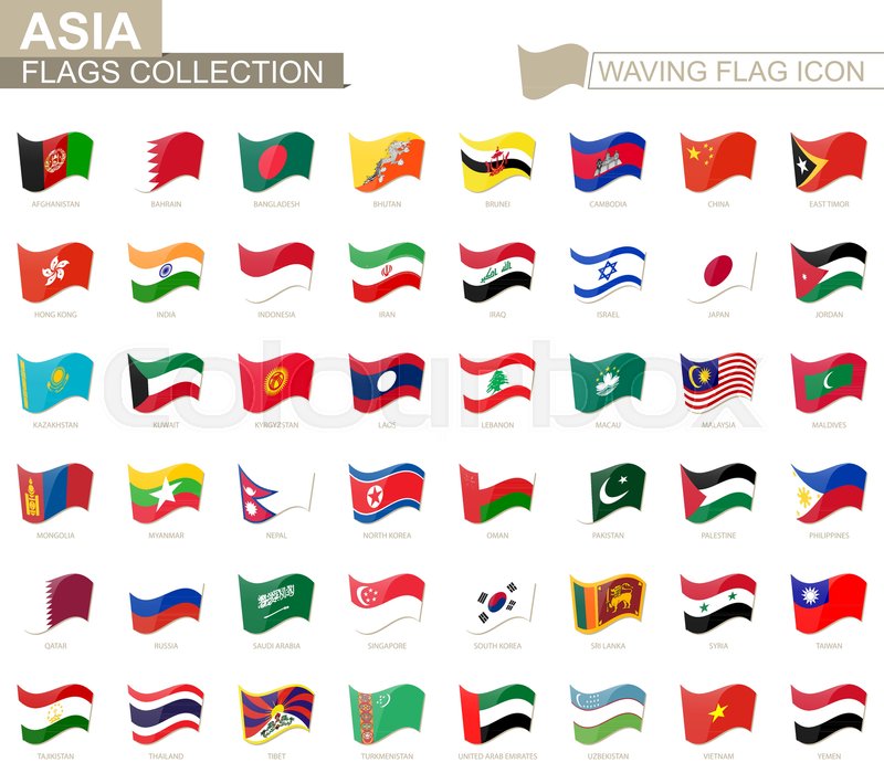 Asian National Flags Set Royalty Free Vector Image, 53% OFF
