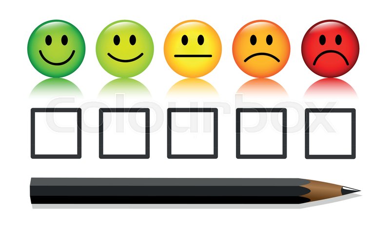 Emoticon smiley rating buttons and pen ... | Stock-Vektor | Colourbox