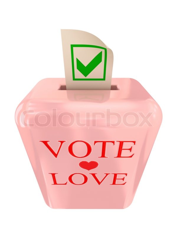 Pink ballot box isolated on white ... | Stock image | Colourbox