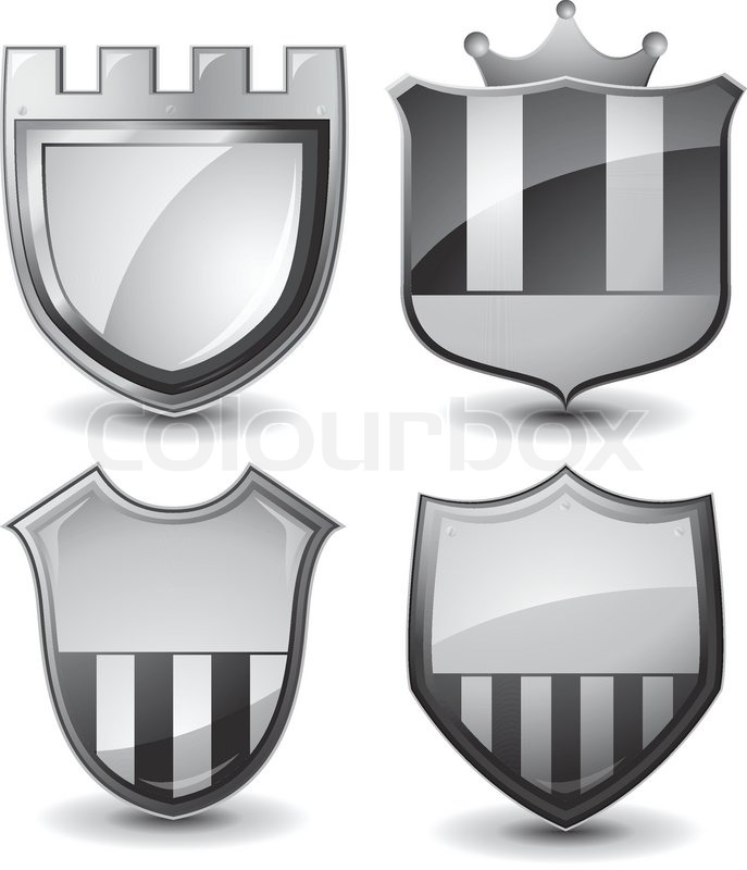 Vector silver shields | Stock vector | Colourbox