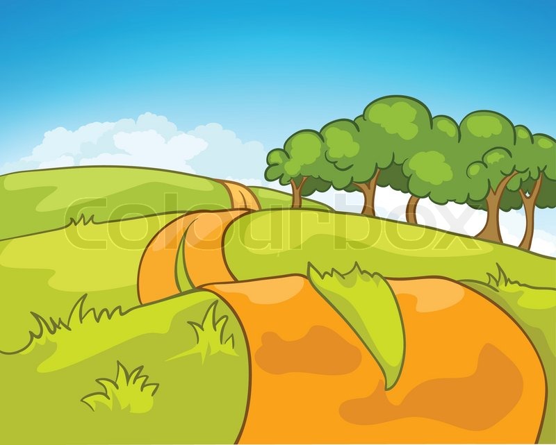 Field, Road and Blue Sky | Stock vector | Colourbox