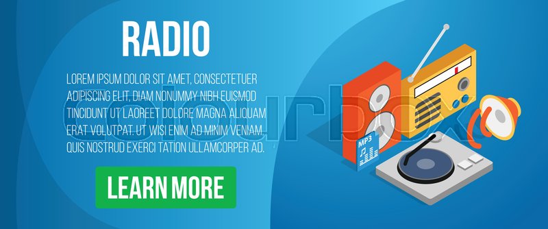 Radio concept banner. Isometric banner ... | Stock vector | Colourbox