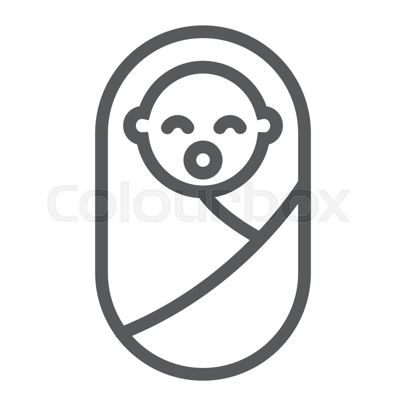 New born baby line icon, child and ... | Stock vector | Colourbox