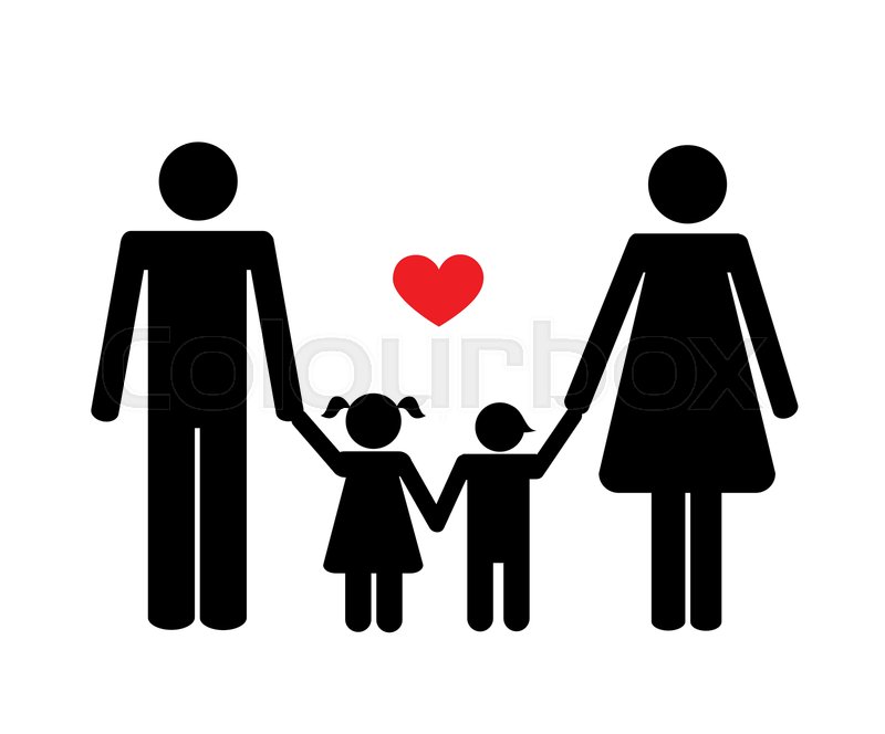 Happy family with two children icon on ... | Stock-Vektor | Colourbox