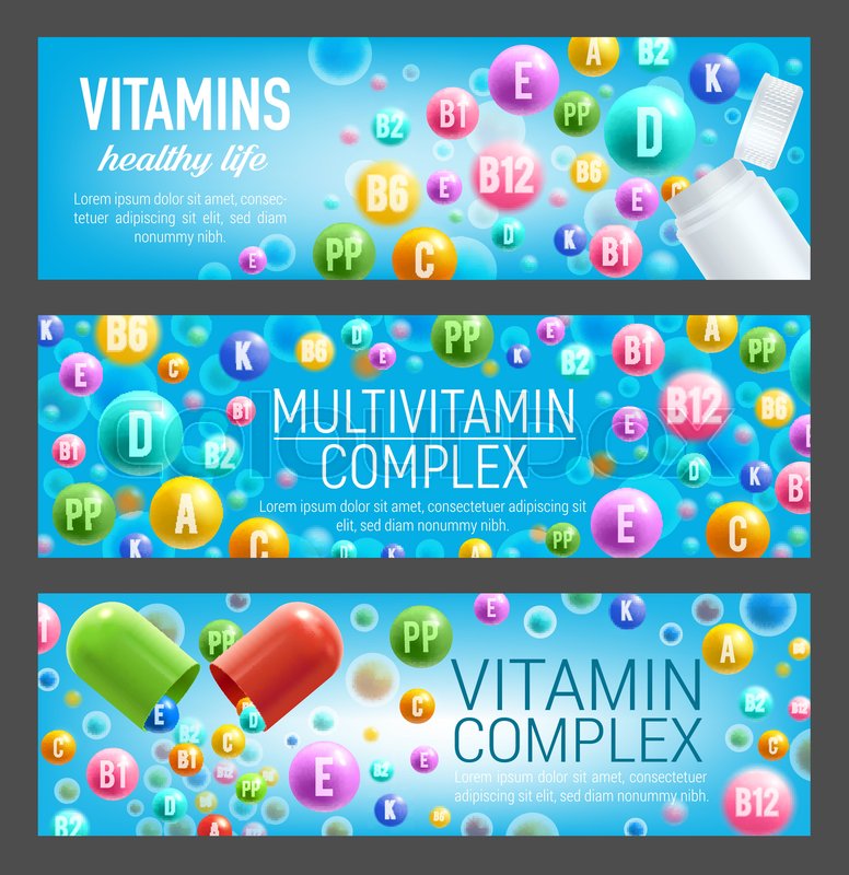 Multivitamin complex of vitamin and ... | Stock vector | Colourbox