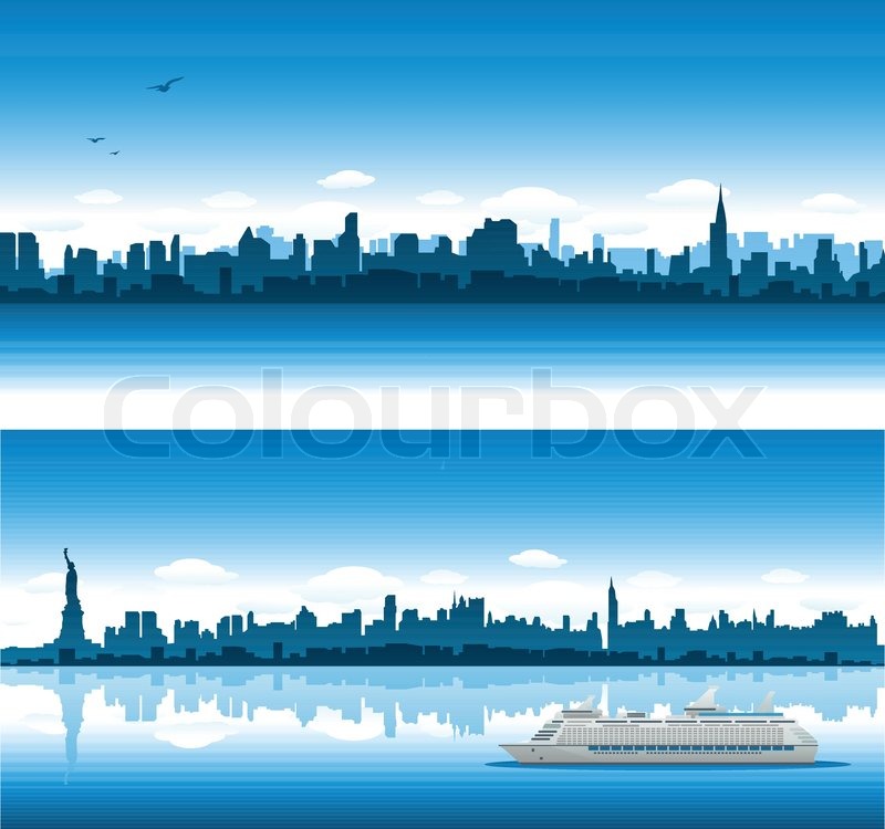 City landscape reflection on water | Stock vector | Colourbox