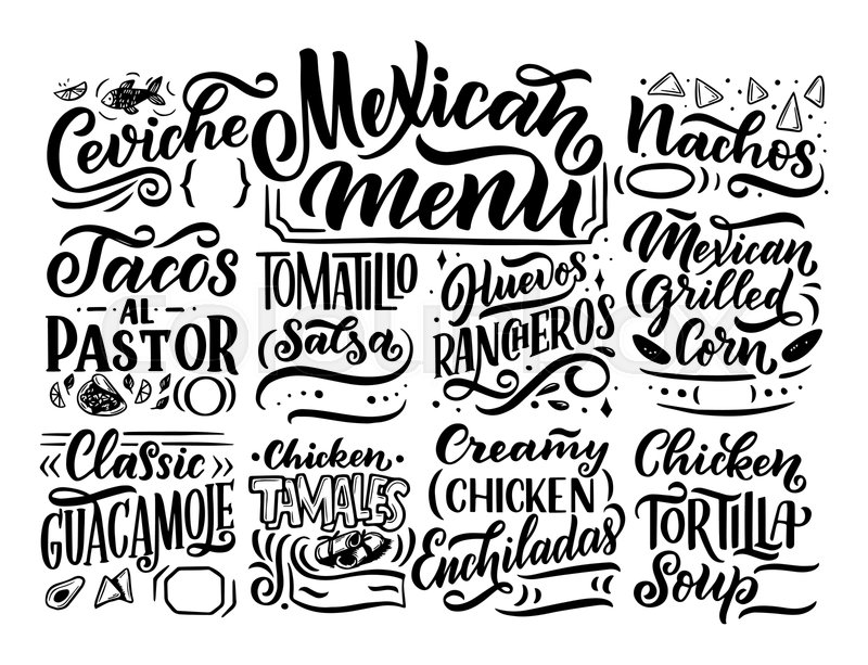 Mexican Menu lettering with ... | Stock vector | Colourbox