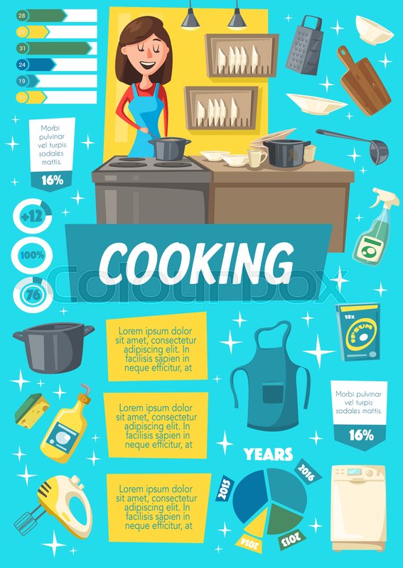 Cooking infographics, dishware and ... | Stock vector | Colourbox