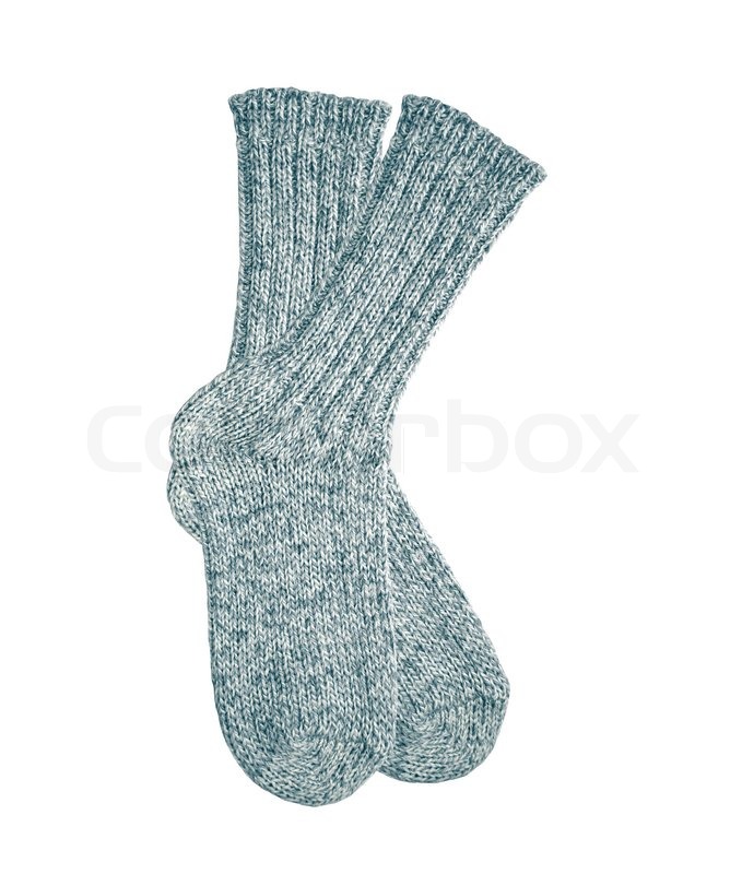 Grey wool socks isolated on white | Stock image | Colourbox