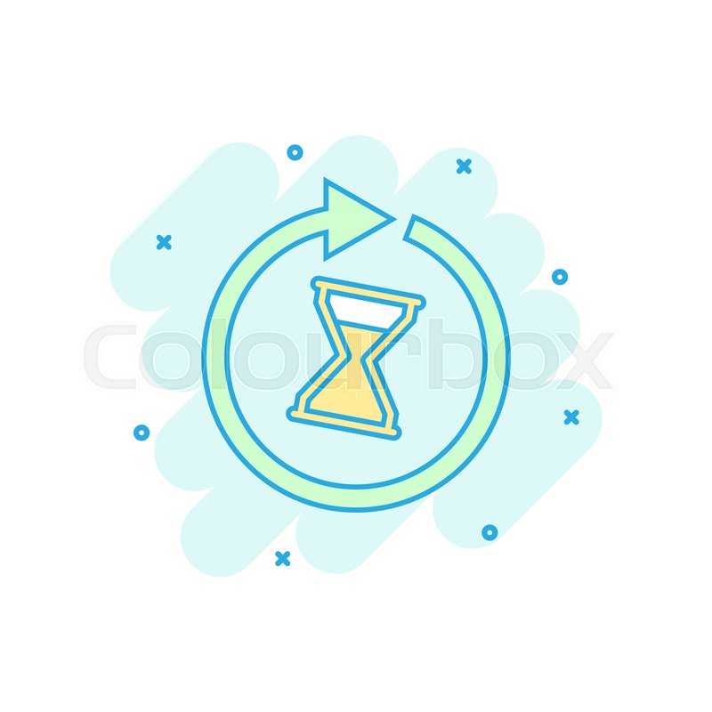 Cartoon colored time icon in comic ... | Stock vector | Colourbox