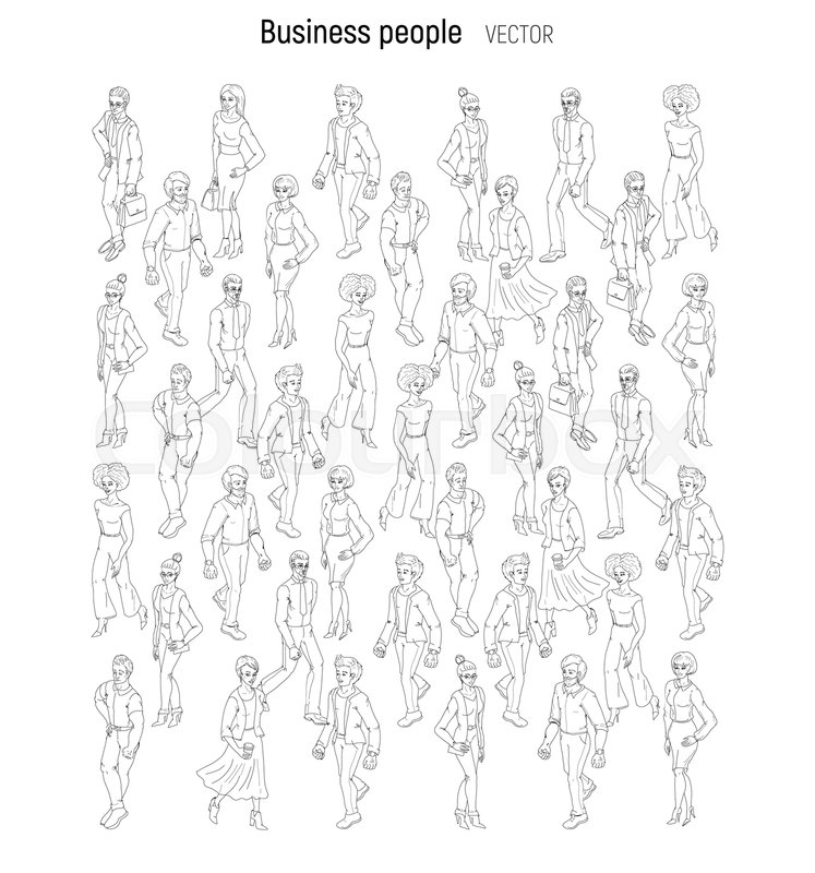 People crowd vevtor. Sketch outline ... | Stock vector | Colourbox