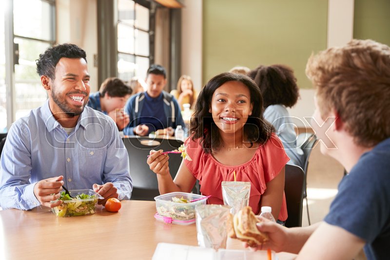 School Cafeteria With Students