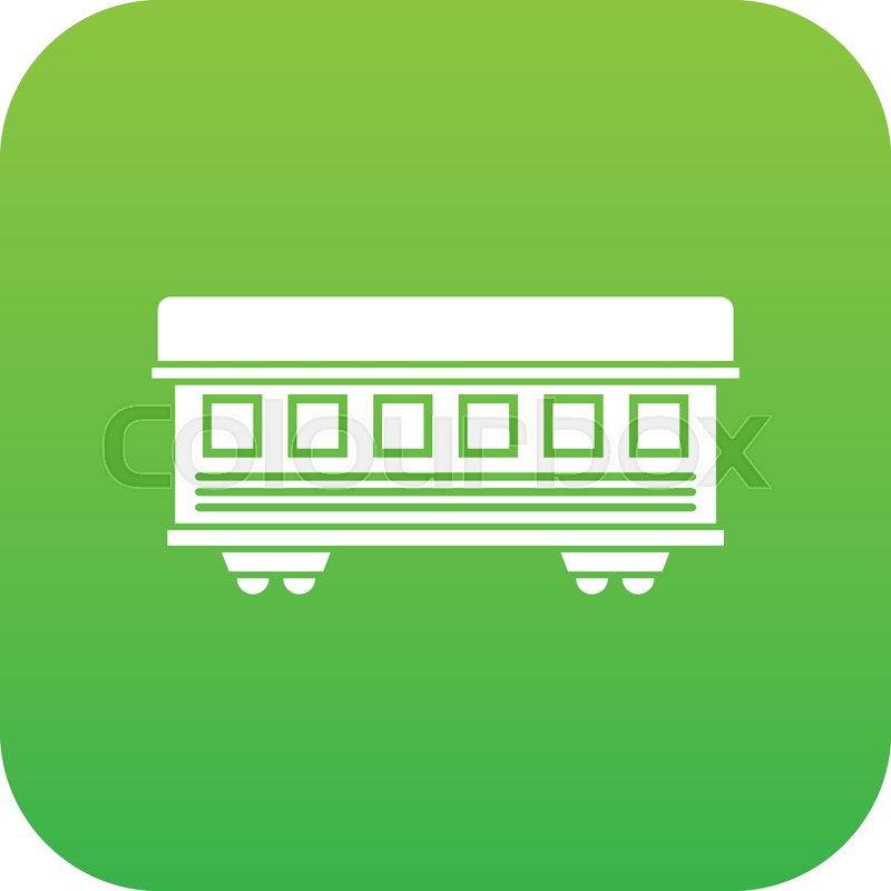Passenger train car icon digital green ... | Stock vector | Colourbox