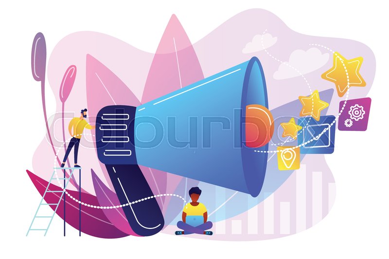 Businessman with megaphone promote ... | Stock vector | Colourbox