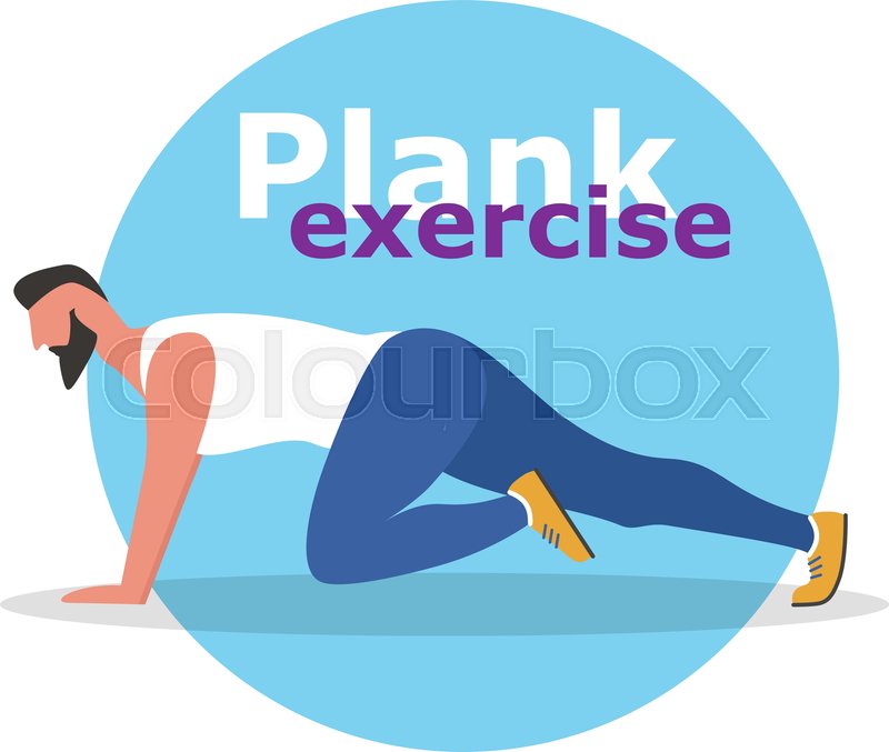 Fitness man doing planking exercise. ... | Stock vector | Colourbox