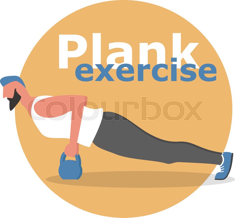 Fitness man doing planking exercise. ... | Stock vector | Colourbox