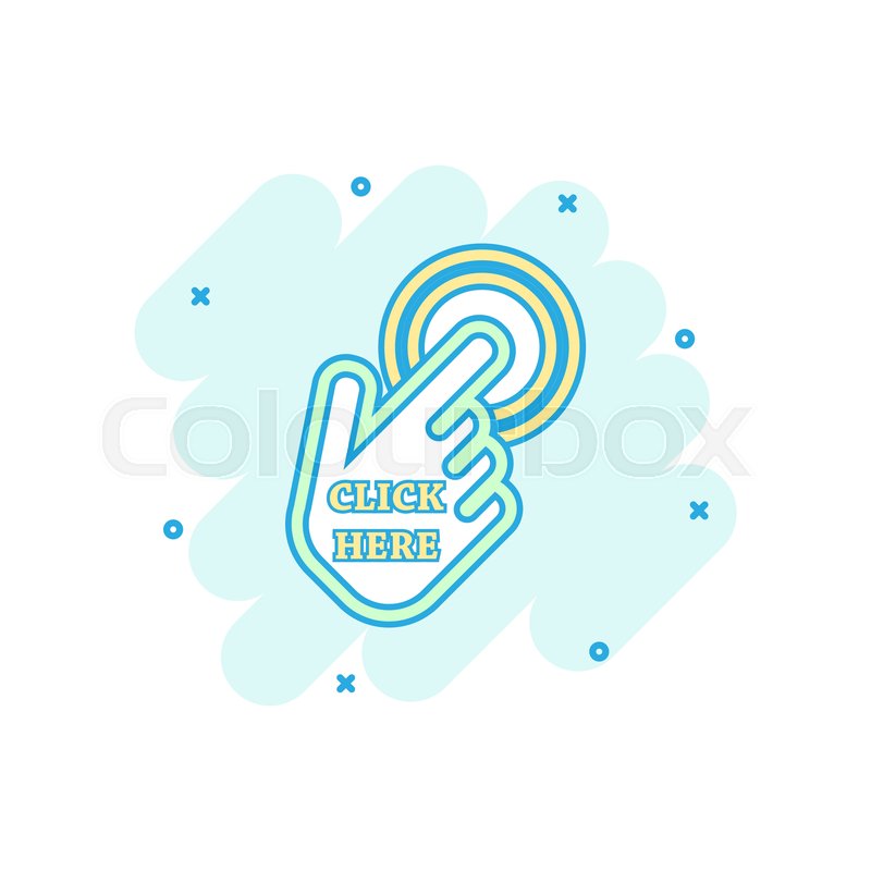Cartoon colored click here icon in ... | Stock vector | Colourbox