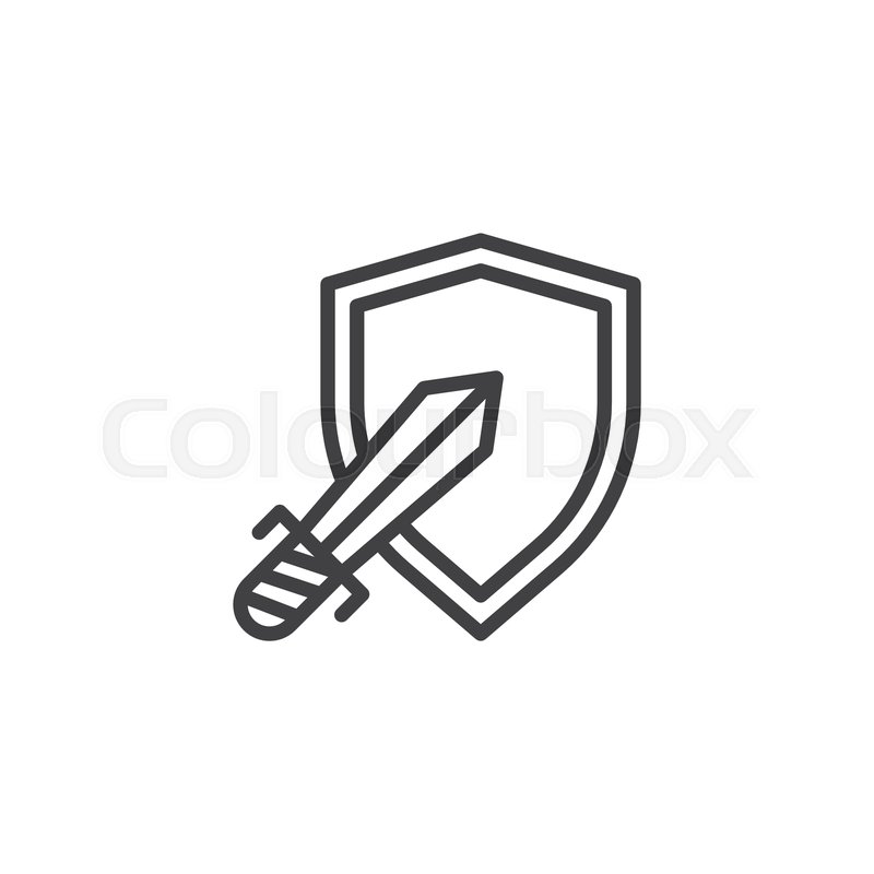 Shield And Sword Outline