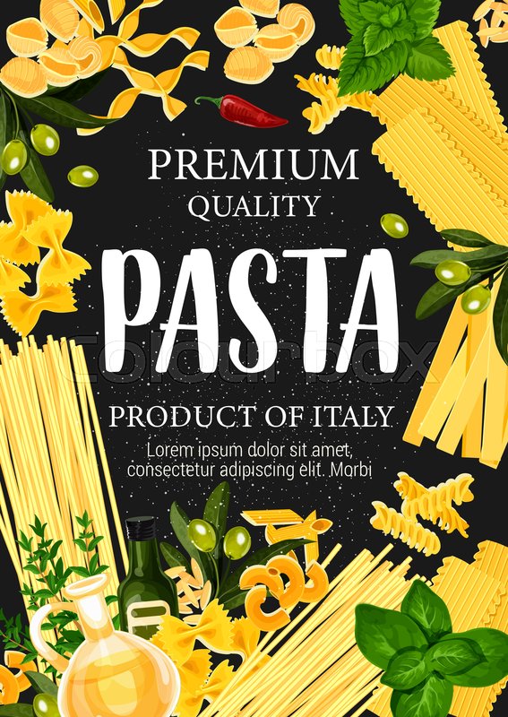 Italian pasta poster for Italy cuisine ... | Stock vector | Colourbox