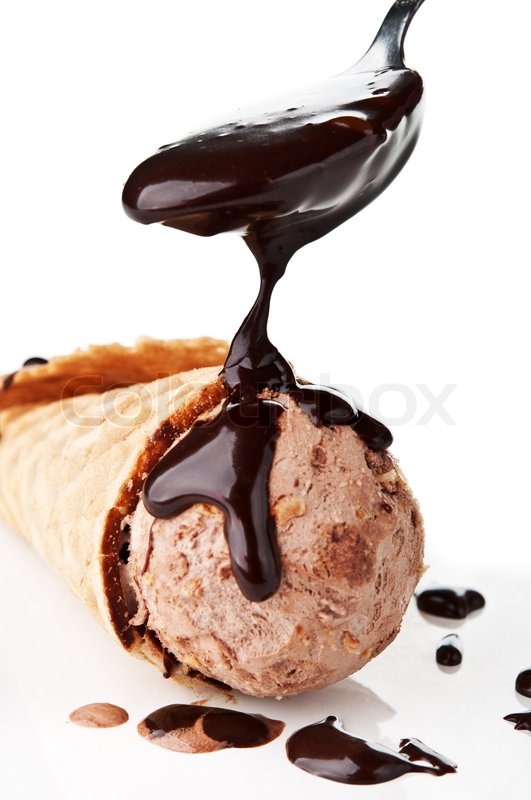 Chocolate drop on ice cream | Stock image | Colourbox