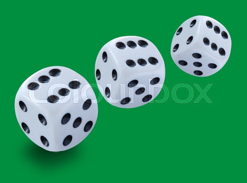 Three white dices of different size ... | Stock image | Colourbox