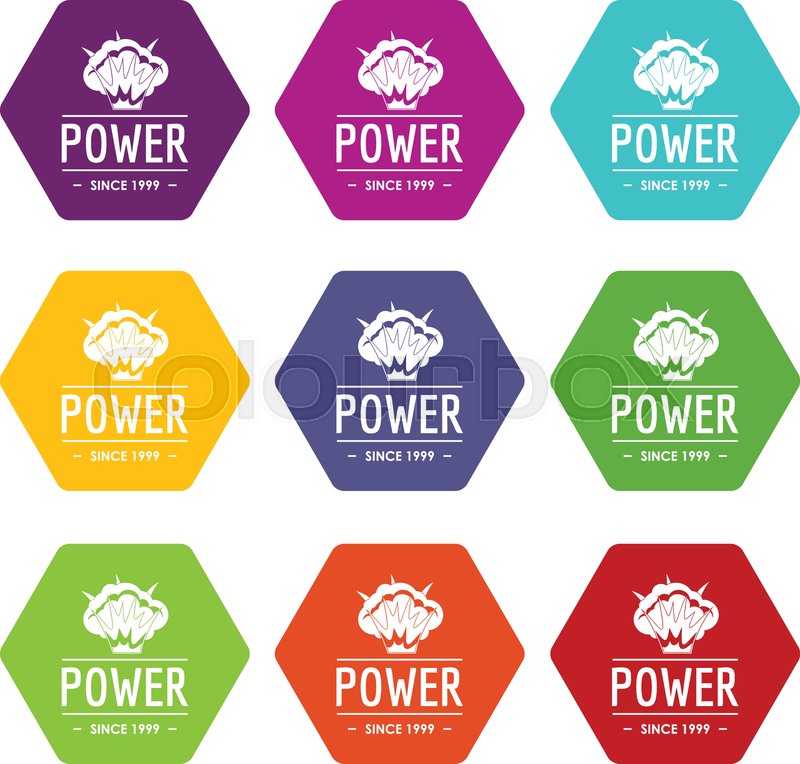 Powerful icons 9 set coloful isolated ... | Stock vector | Colourbox