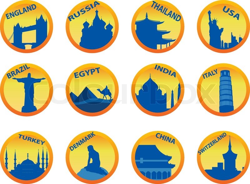 Symbols of the countries | Stock Vector | Colourbox