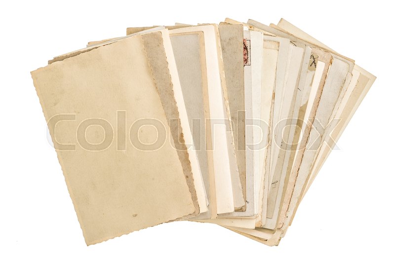Used paper sheets. Old postcards ... | Stock image | Colourbox