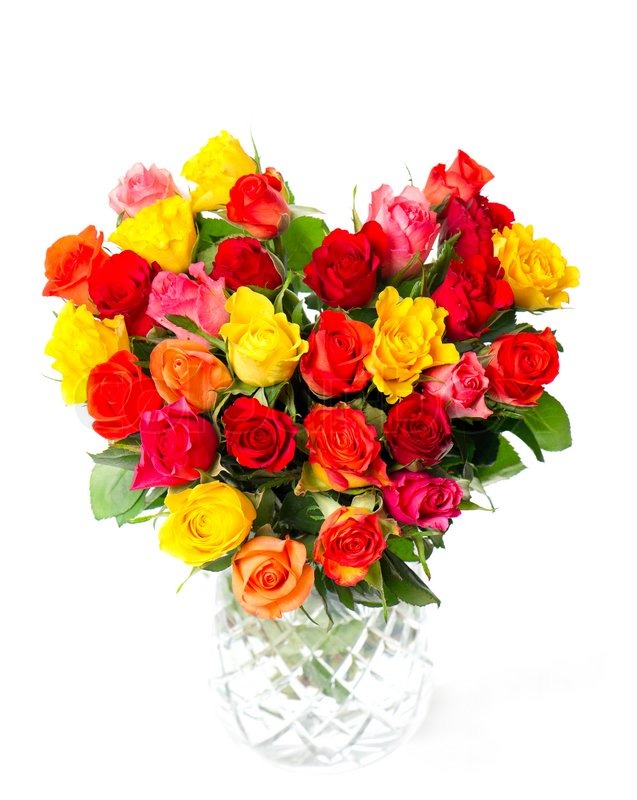 Bouquet of colorful assorted roses in ... | Stock image | Colourbox