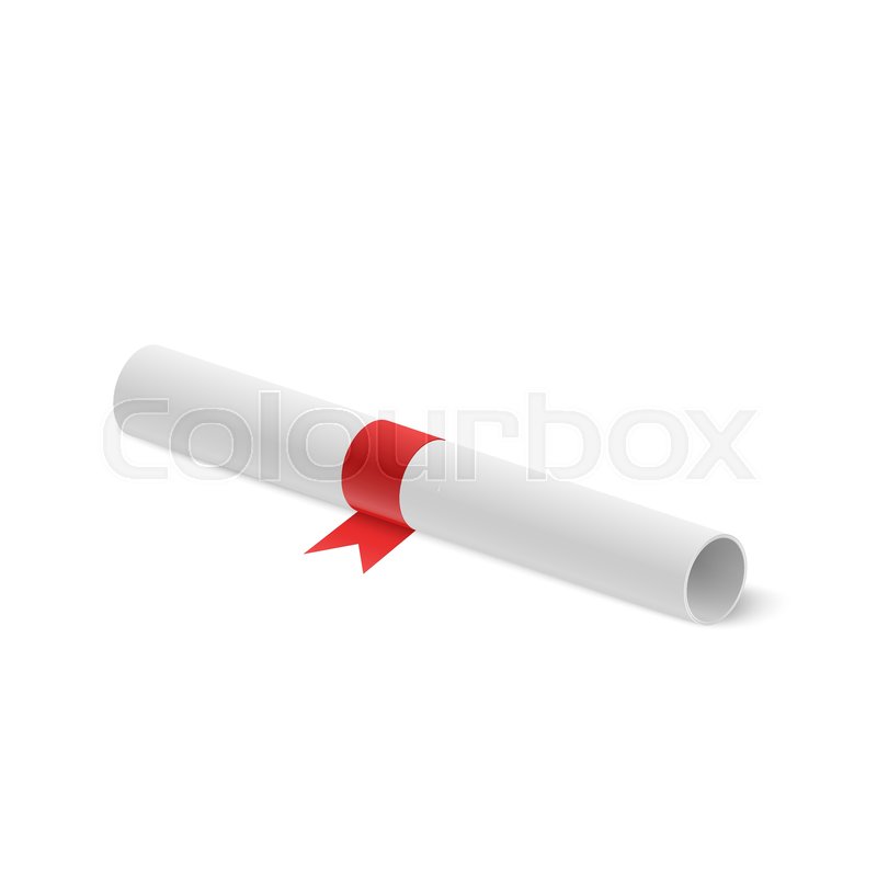 Diploma with red ribbon. Vector ... | Stock vector | Colourbox
