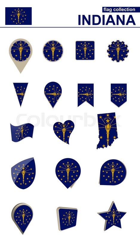 Indiana Flag Collection. Big set for ... | Stock vector | Colourbox