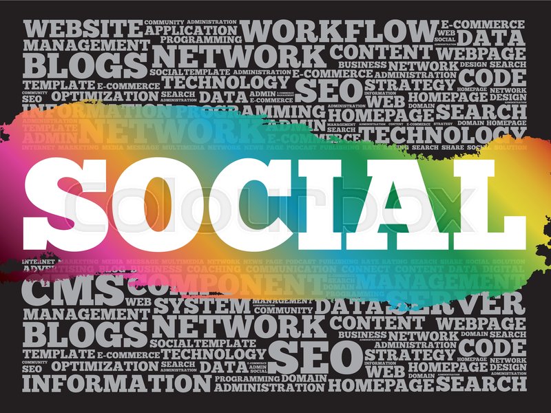 Social word cloud collage, technology ... | Stock vector | Colourbox