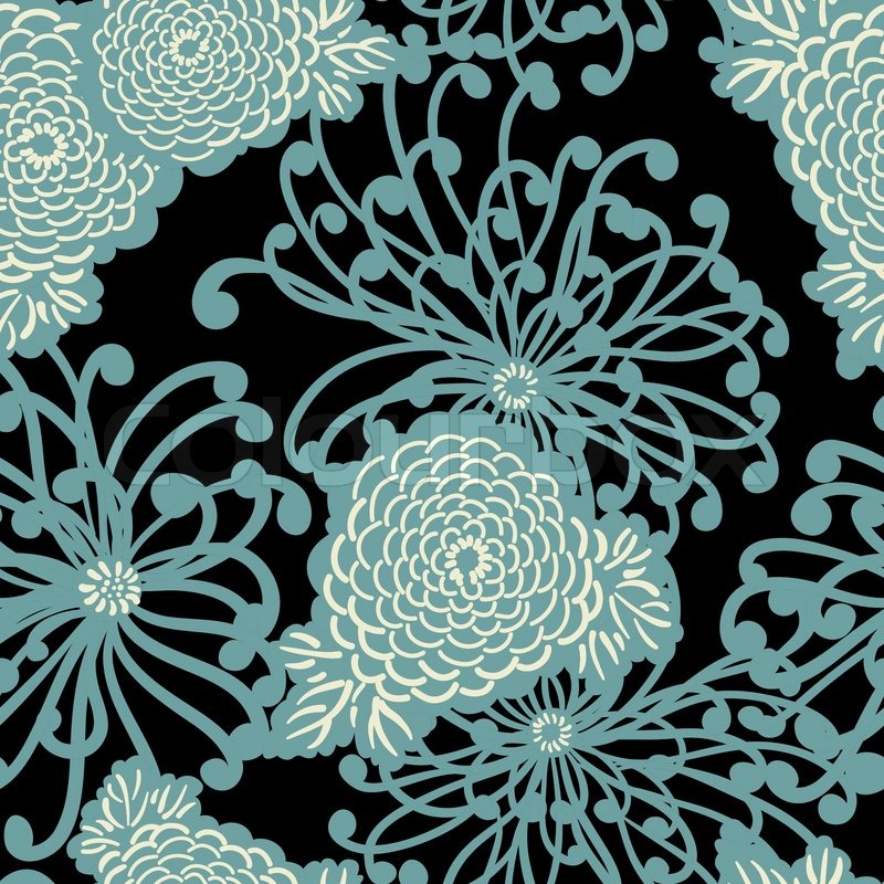 Art Deco Flower seamless pattern, ... | Stock vector | Colourbox