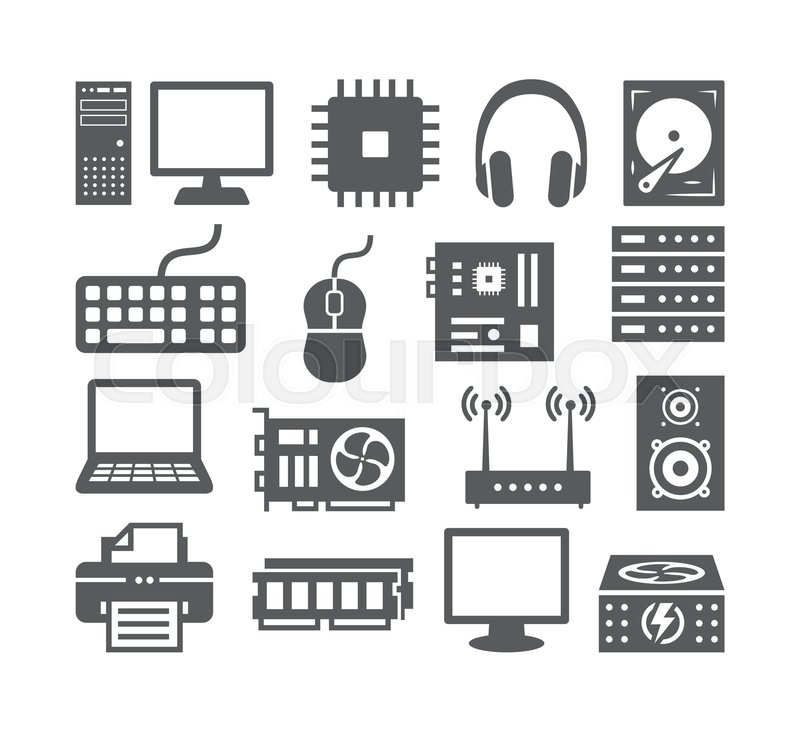 Computer icons set on white background | Stock vector | Colourbox