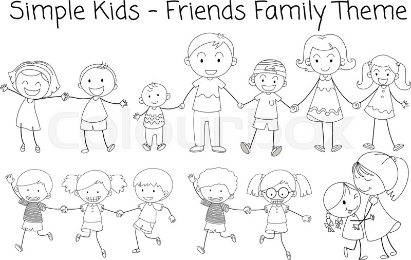 Black And White Clipart Family Members
