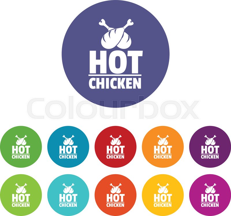 Hot chicken icons color set vector for ... | Stock vector | Colourbox