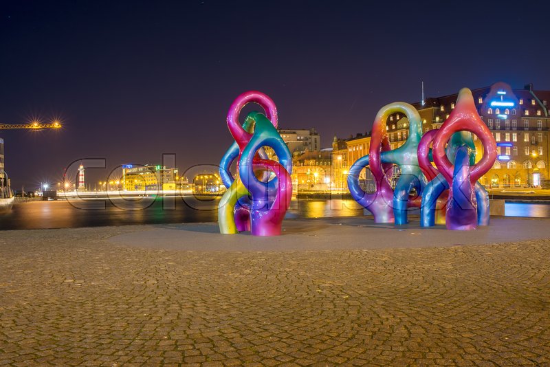 Monument in Malmo, Sweden, night | Stock image | Colourbox