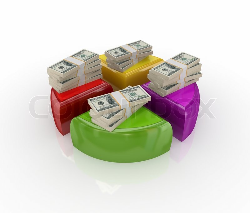 Money packs on a colorful graph | Stock Photo | Colourbox