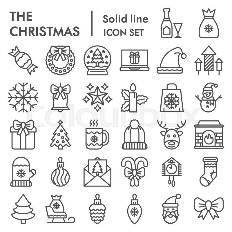 Christmas line icon set, celebration ... | Stock vector | Colourbox