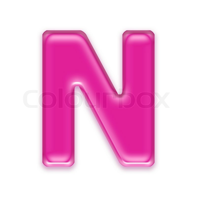 Pink jelly letter isolated on white background - N | Stock Photo ...